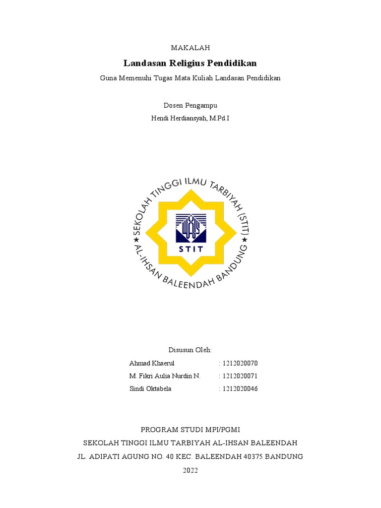 LANDASAN RELIGIUS PENDIDIKAN | PDF