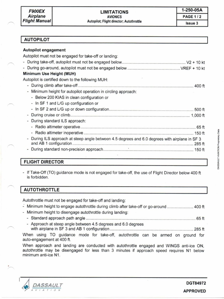 FALCON 900EX SECTION 1 Limitationes (Avionics) | PDF
