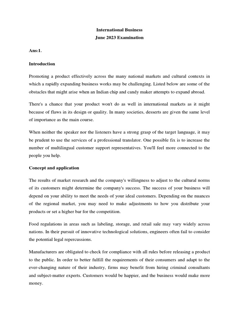 International Business Assignment June 2023 | PDF | Pricing | World Trade Organization