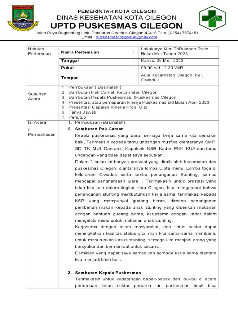 Notulen Linsek Bulan Mei 2023 | PDF