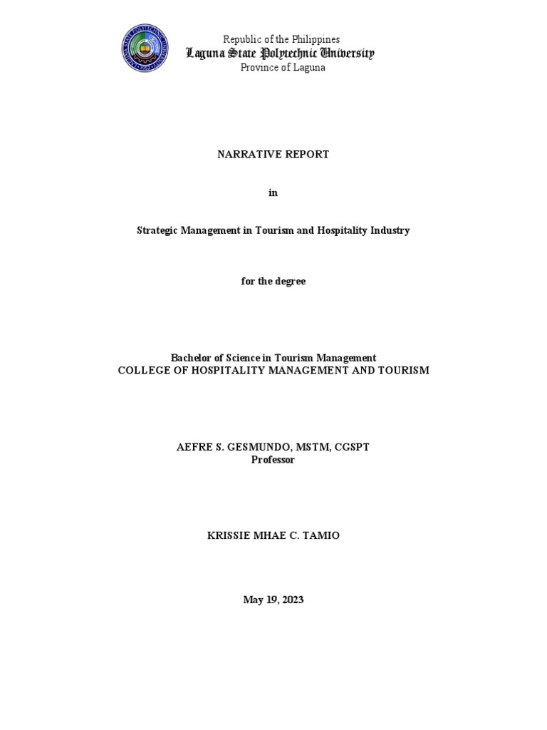 STRATEGIC TM Narrative Report | PDF | Tourism | Philippines