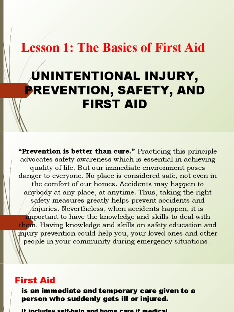 First Aid Basics and Injury Prevention | PDF | Pulse | First Aid