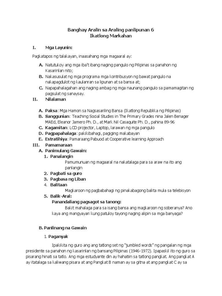Banghay Aralin Sa AP6 | PDF
