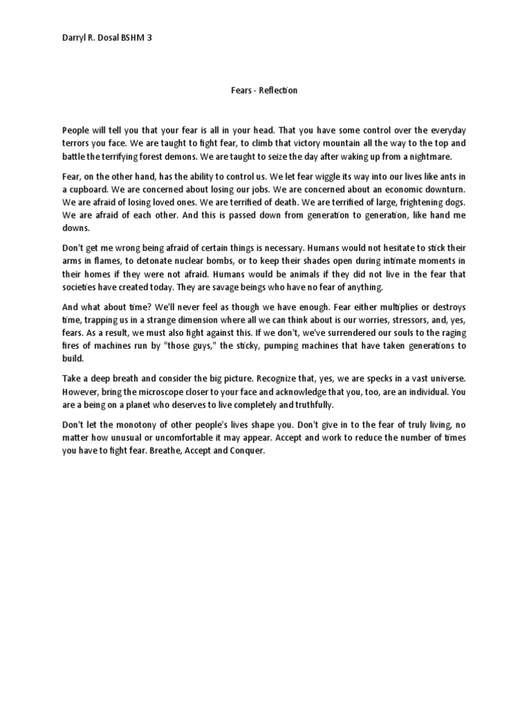 Conquering Fear: A Personal Reflection | PDF