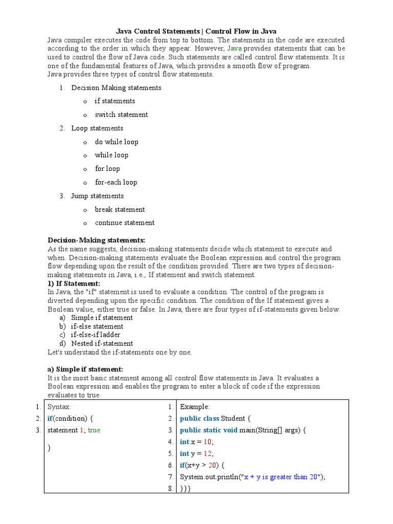 File 3 (Java Control Statements) | PDF | Control Flow | Computer Engineering