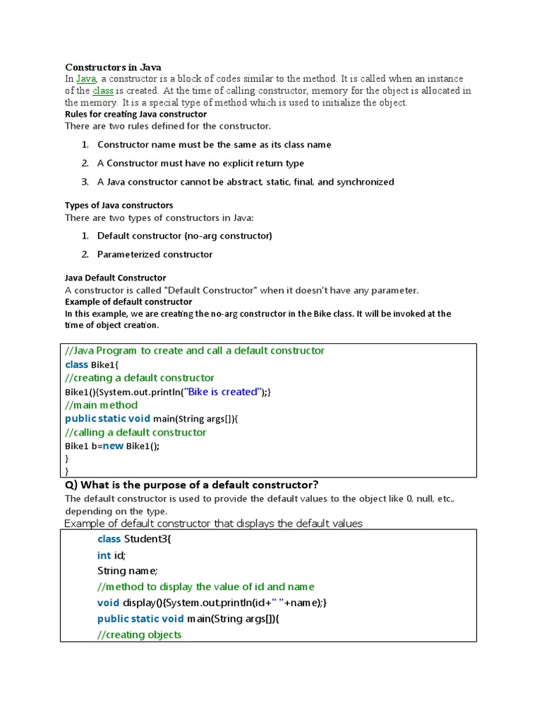 File 6 Constractor In Java Pdf Programming Constructor Object Oriented Programming