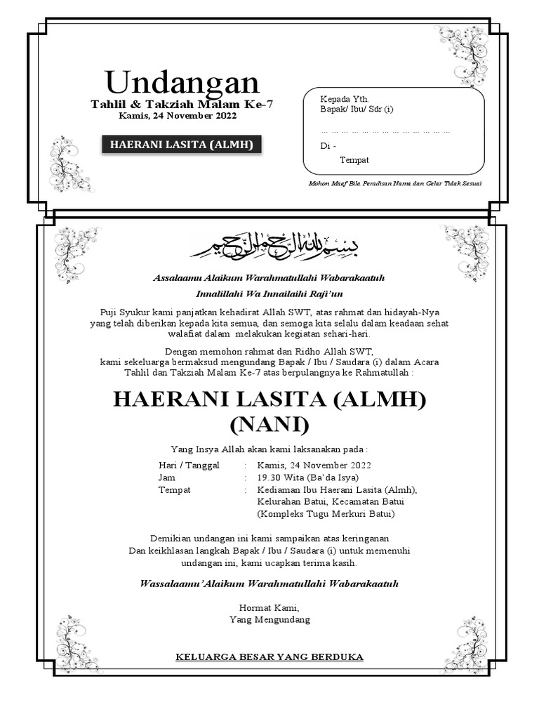 Undangan Takziah | PDF