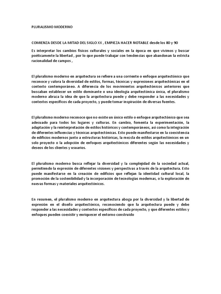 Pluralismo Moderno | PDF | Ciencias sociales | Historia