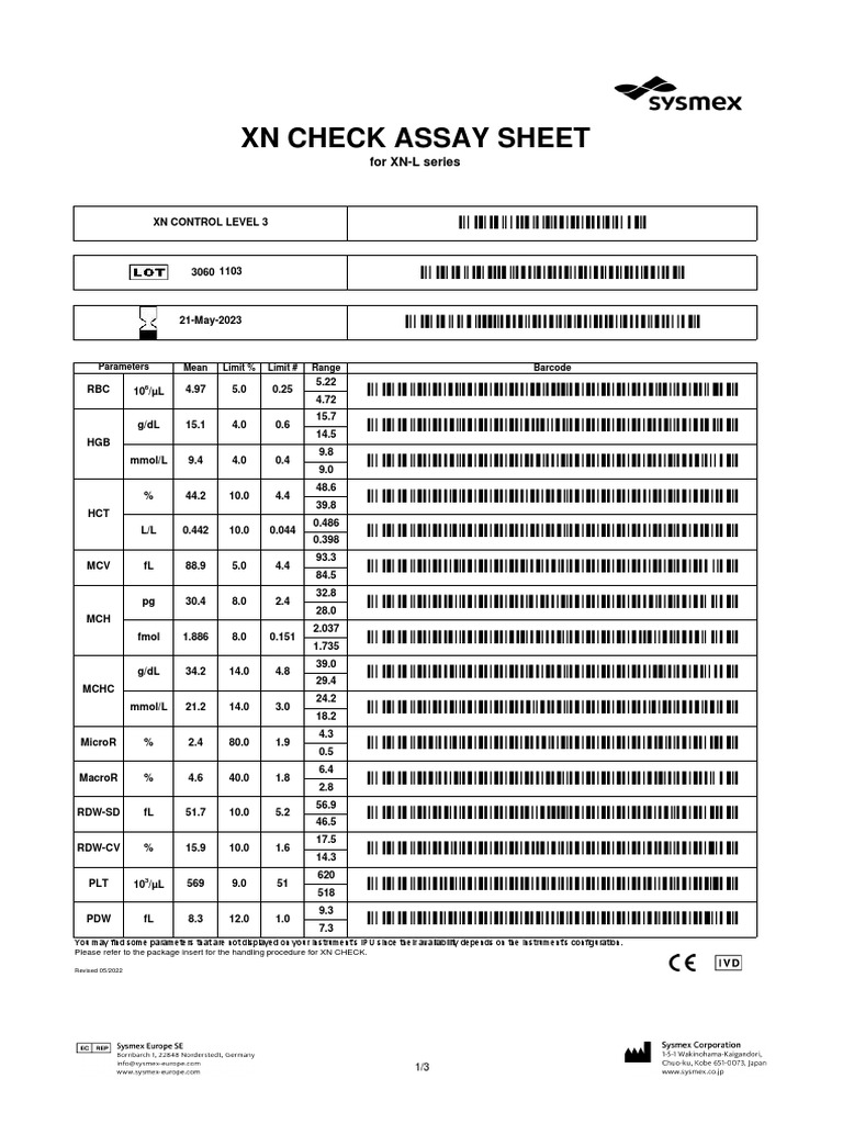 XN Check XN-L 3060 l3 Expdate 21-May-2023 | PDF