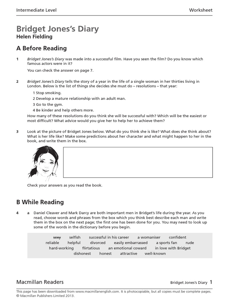 Bridget Jones's Diary Worksheet | PDF
