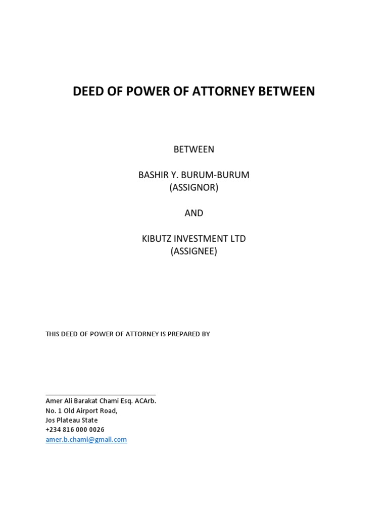 Deed of Power of Attorney | PDF | Power Of Attorney | Private Law