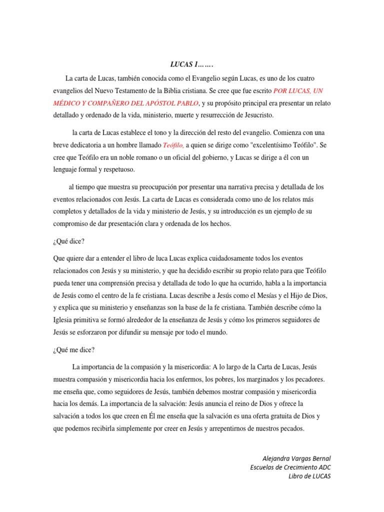 La Carta de Lucas | PDF | Evangelio De Lucas | Jesús