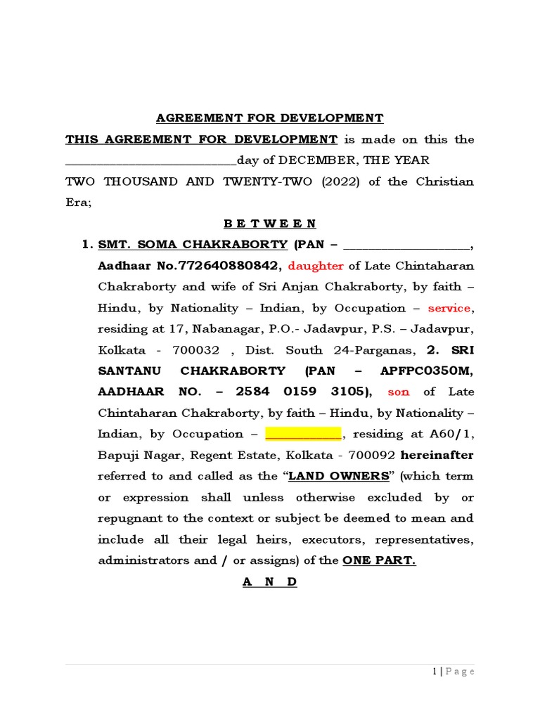 Agreement For Development Mantu | PDF | Property | Conveyancing