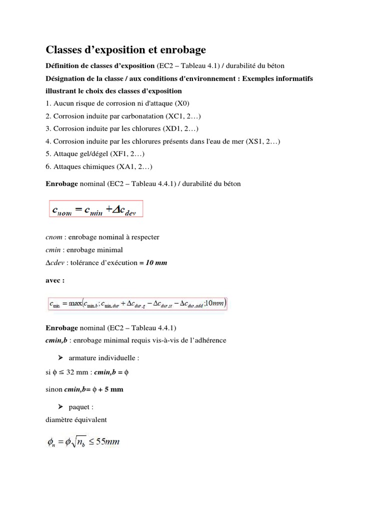 Classes d'exposition et enrobage béton | PDF | Béton | Ingénierie des ...