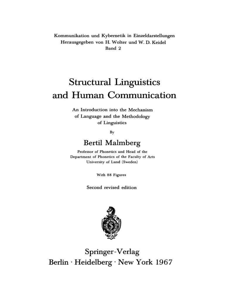 MALMBERG, Bertil. (1967) Structural Linguistics and Human Communication | PDF