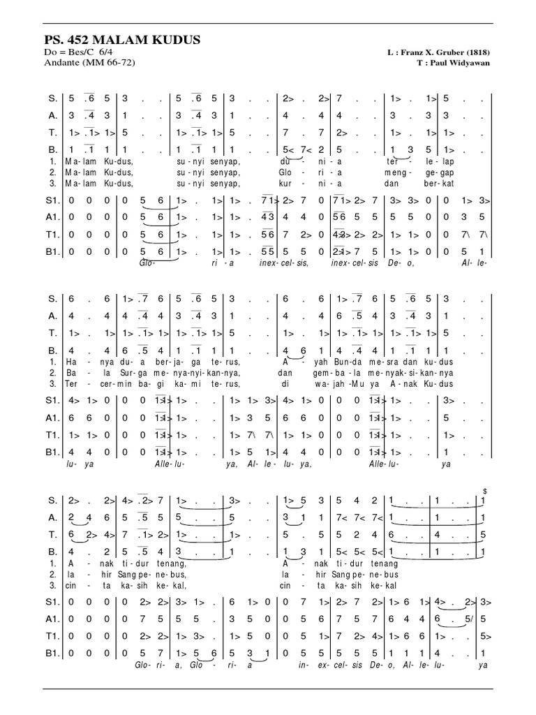 Partitur PS. 452 Malam Kudus SATB | PDF