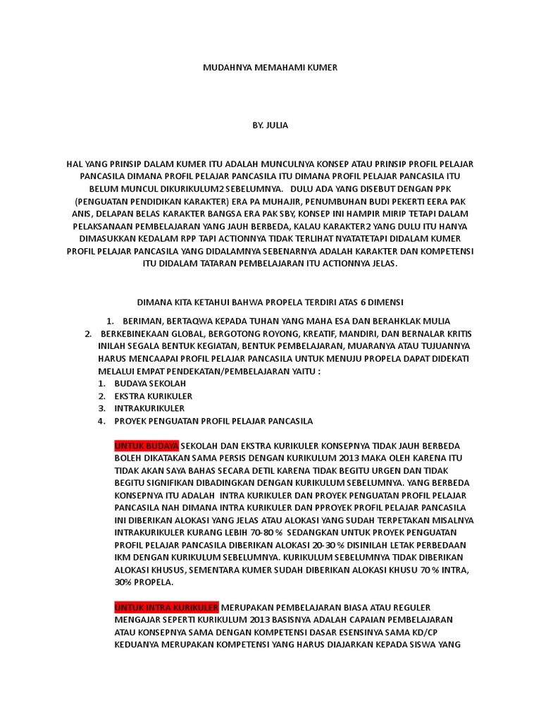 Memahami Kumer dan Profil Pelajar Pancasila | PDF | Karier ...