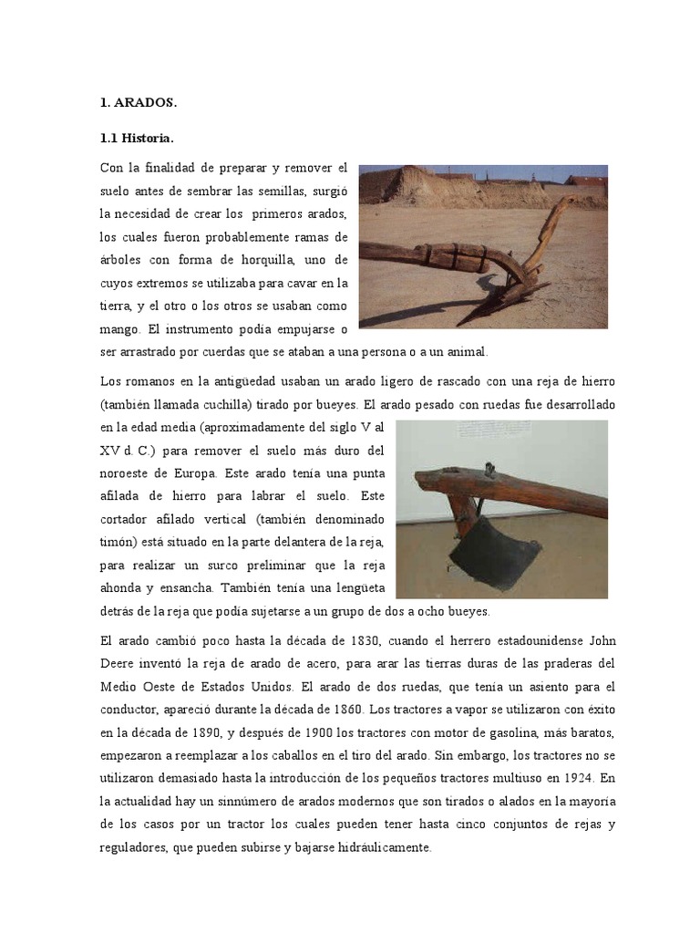 Evolución y Tipos de Arados | PDF | Arado | Tractor