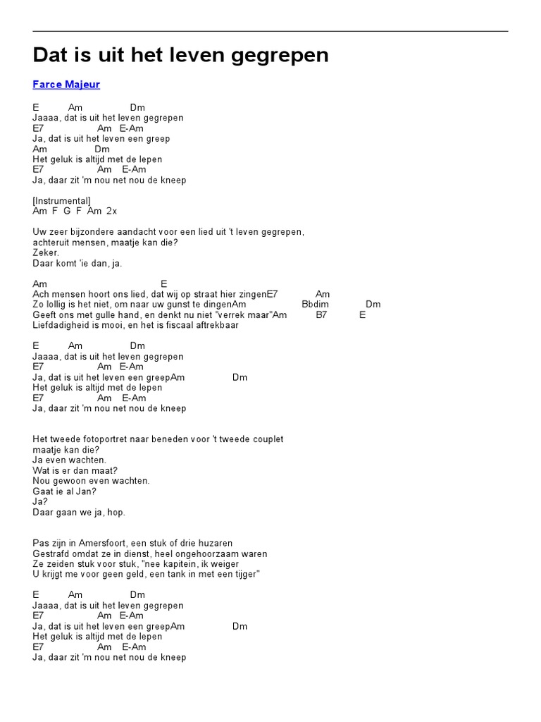 Farce Majeur Dat Is Uit Het Leven Gegrepen | PDF