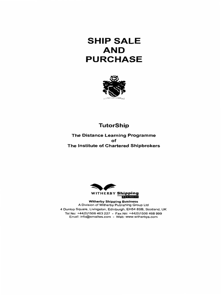 Ship Sale and Purchase | PDF | Tonnage | Oil Tanker