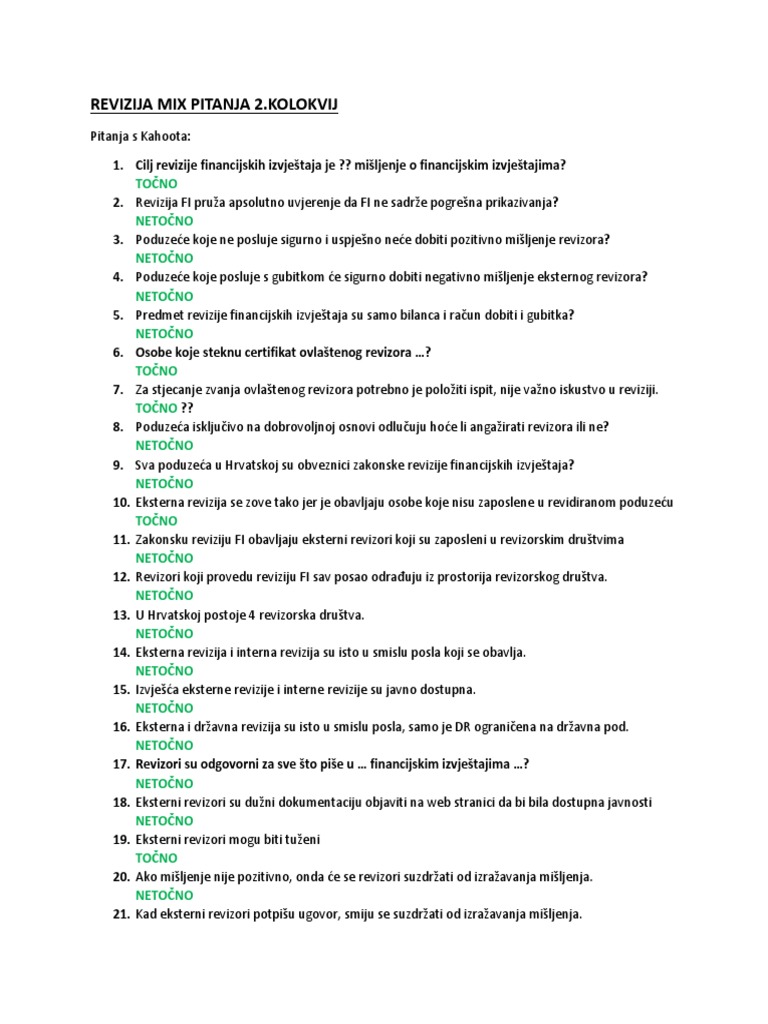 Revizija Spojeni Kvizovi | PDF