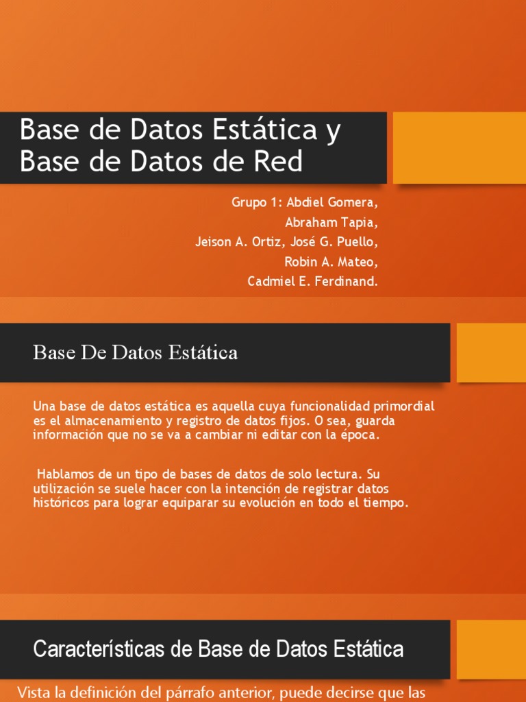 Comparativa: Bases de Datos Estáticas y de Red | PDF