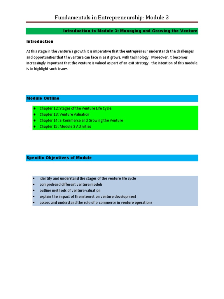 Entrepreneurship Text Book Unit 2 Module 3 | PDF