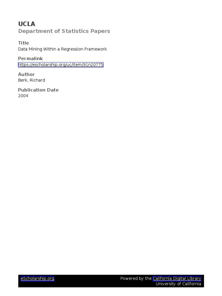 13 Data Mining Within A Regression Framework Pdf Regression 9194