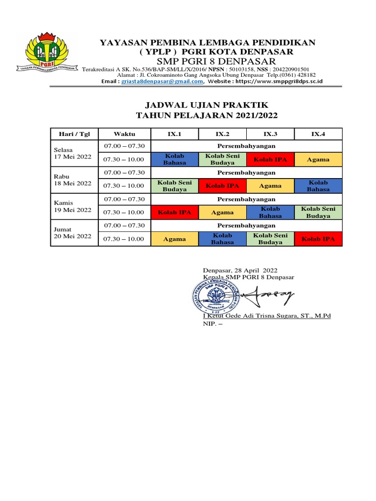 Jadwal Ujian Praktik | PDF