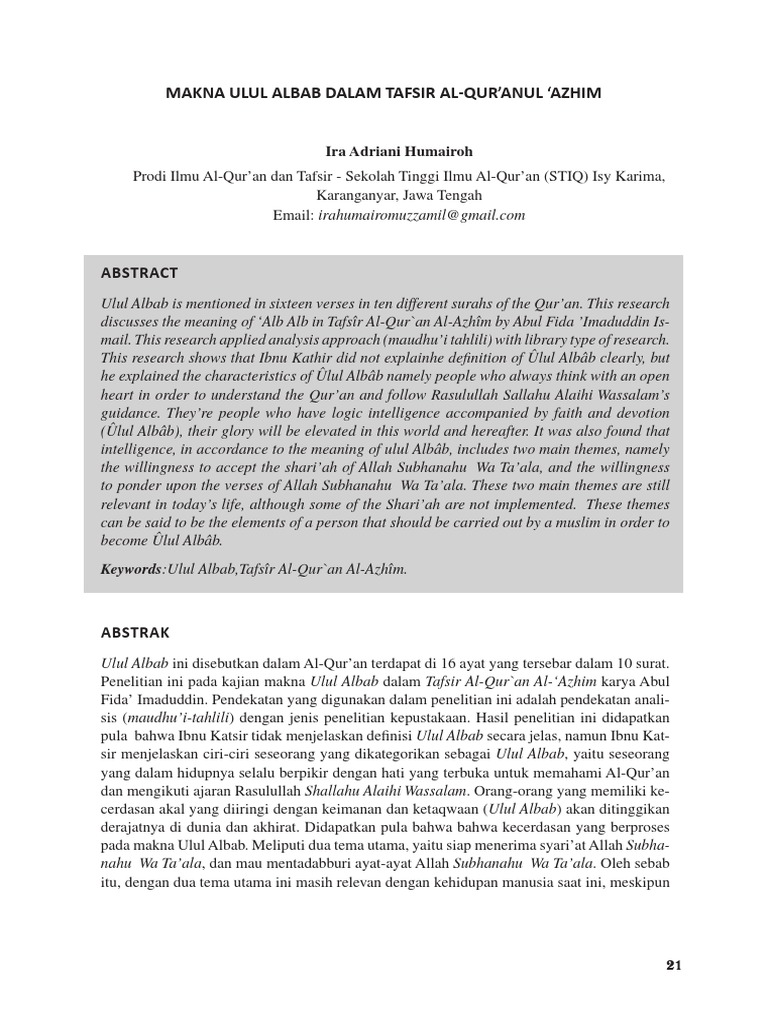 Makna Ulul Albab dalam Tafsir Al-Qur'an | PDF | Agama & Spiritualitas