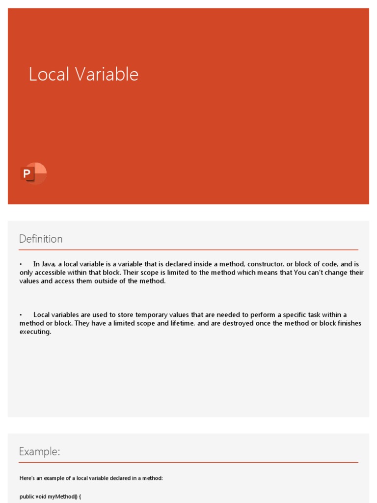 Java Local Variables Explained | PDF