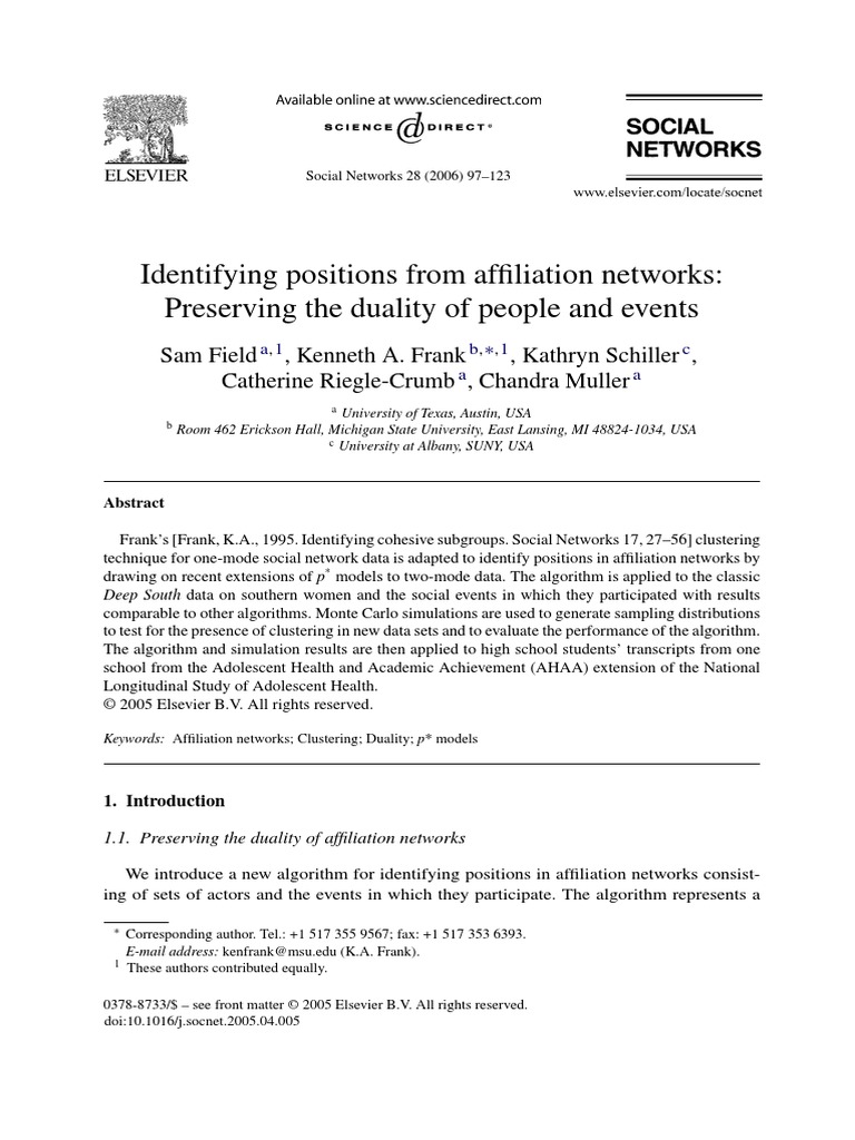 Identifying Positions From Affiliation Networks | PDF