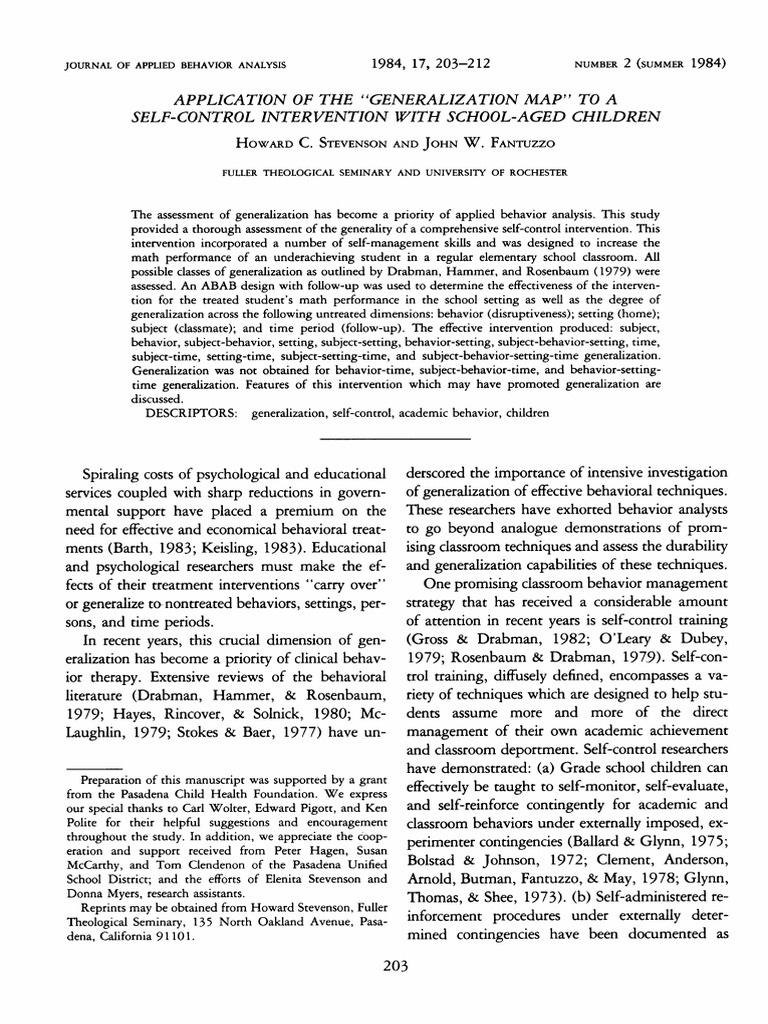 Jabaselfcontrol Generalization Map | PDF | Reinforcement | Behaviorism