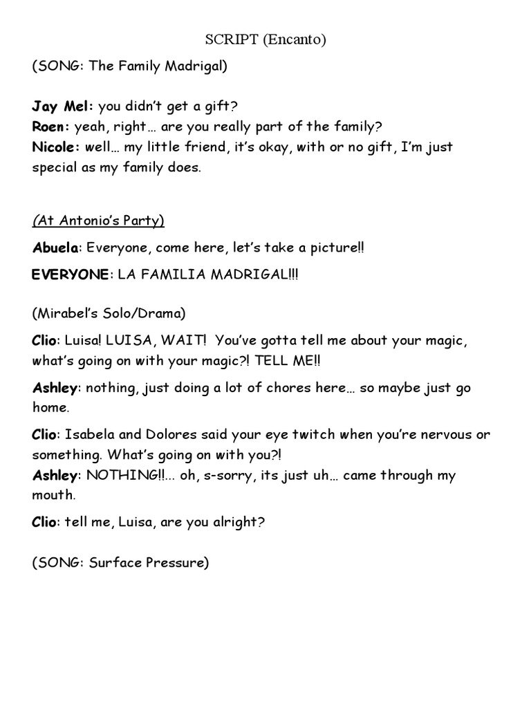 SCRIPT (Encanto) | PDF | Home & Garden | Art