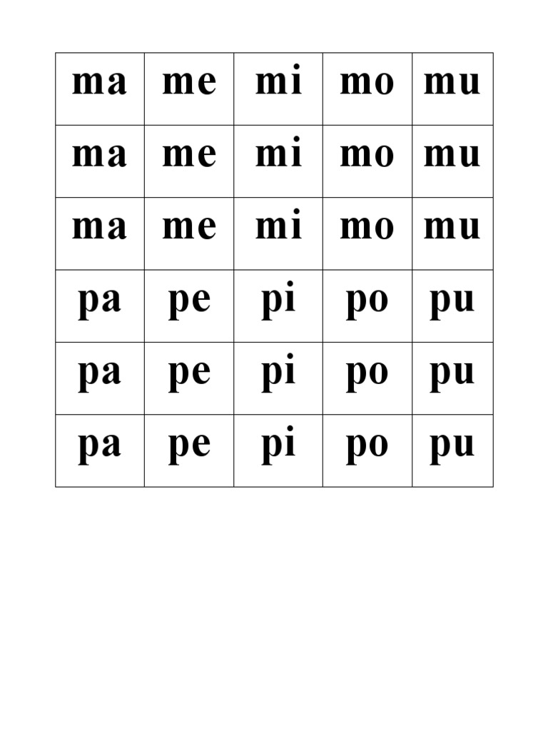 Silabas Para Recortar Pdf