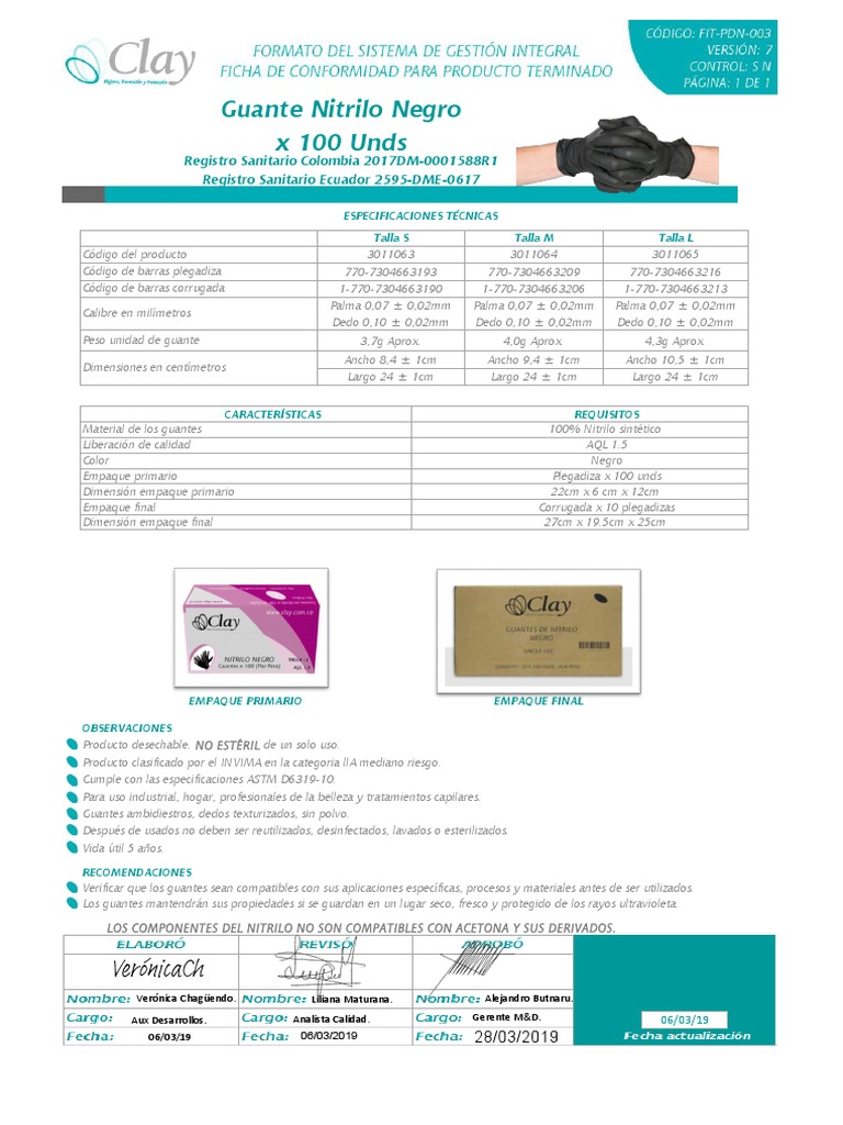 Ficha Tecnica Nitrilo | PDF