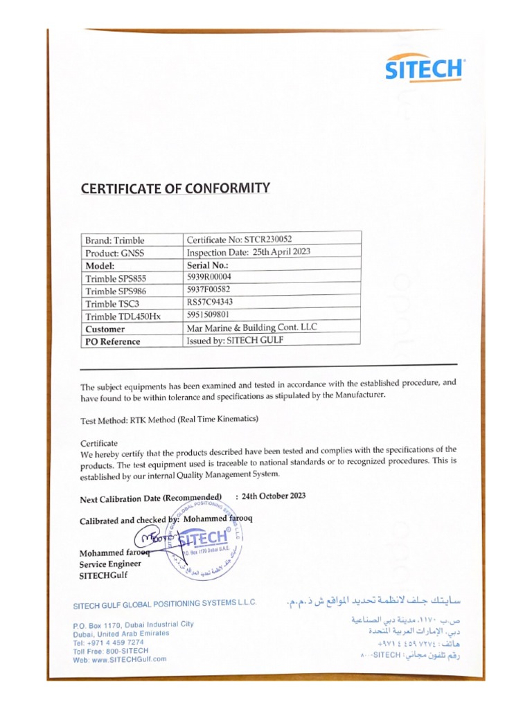 CERTIFICATE OF CONFORMITY | PDF