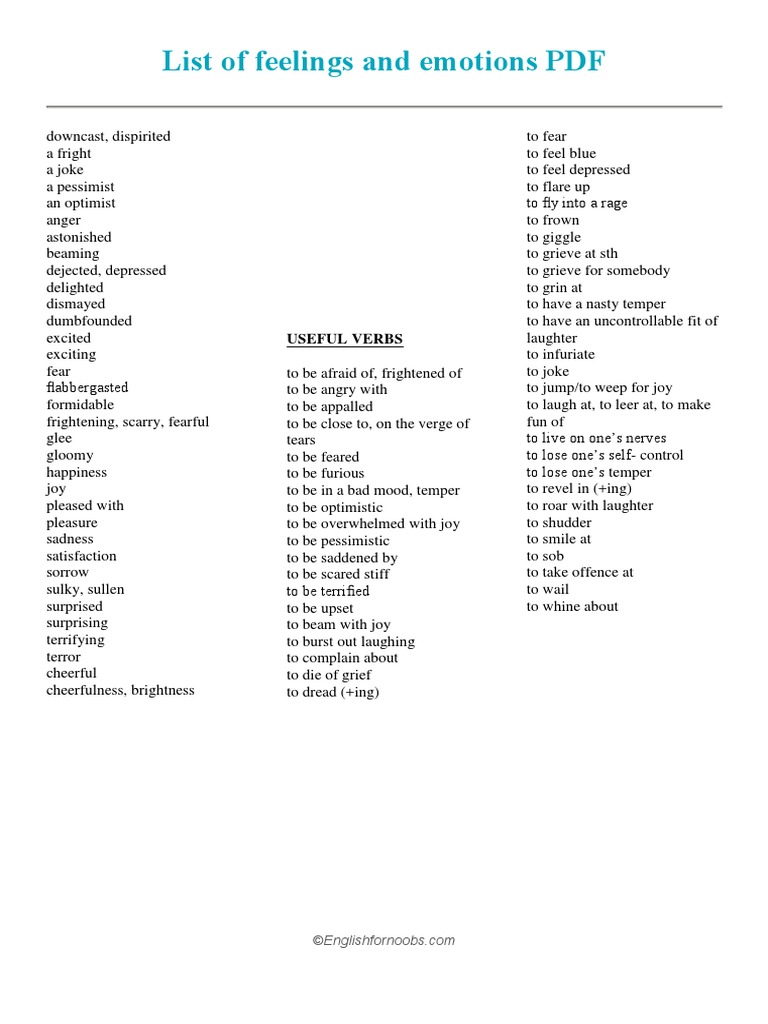 List of Feelings and Emotions | PDF