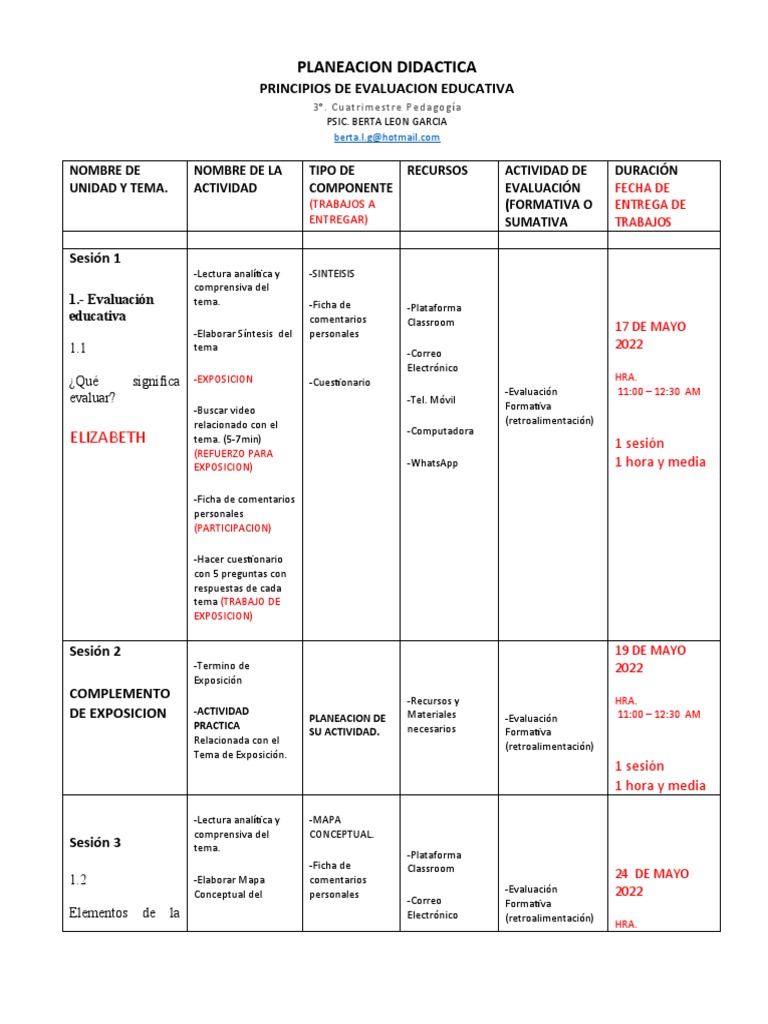 Plan Principios de Eval Educ. | PDF | Cuestionario | Evaluación