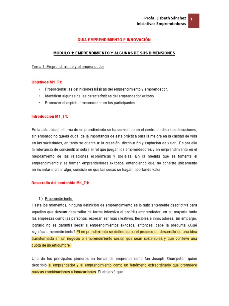 Guia Emprendimiento e Innovacion Lisbeth Sanchez | PDF | Iniciativa ...