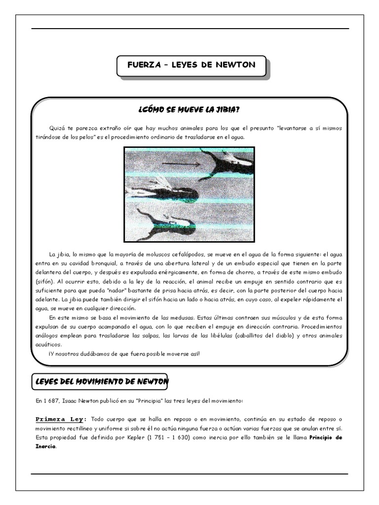 Fuerza y Leyes de Newton para Tercero de Secundaria | PDF | Las leyes ...