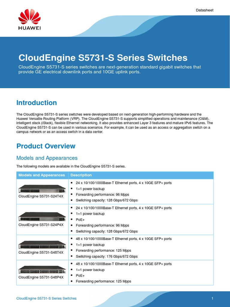 Huawei s5731 S Datasheet | PDF | Network Switch | I Pv6