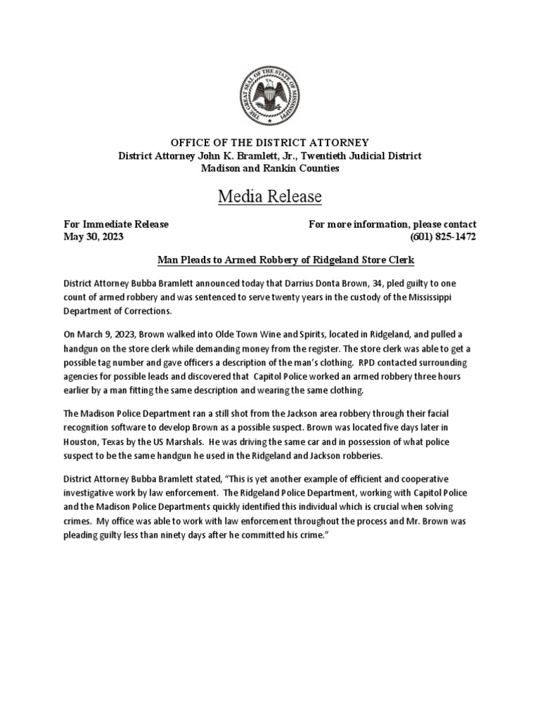 Brown, Darrius - Armed Robbery | PDF