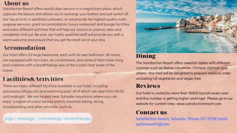 A Leaflet | PDF | Resort | Restaurants