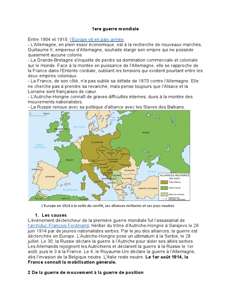 Causes et conséquences de la WWI | PDF | Première guerre mondiale ...
