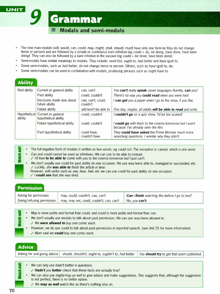U9-Modals and Semi-Modals C1+C2 | PDF