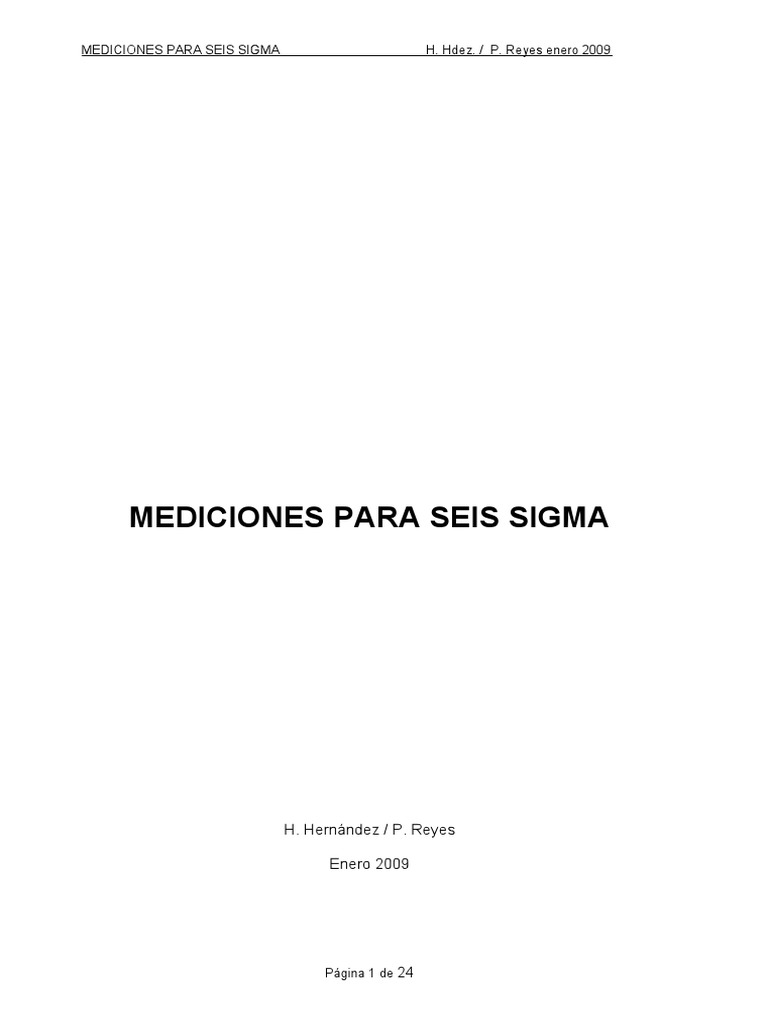6S Mediciones - Seis - Sigma2 | PDF | Six Sigma | Desviación Estándar