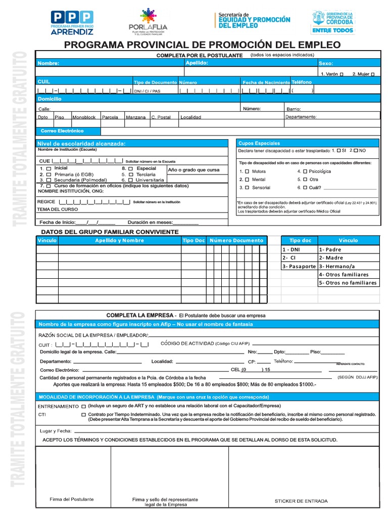 Formulario PPP Aprendiz 1 | PDF