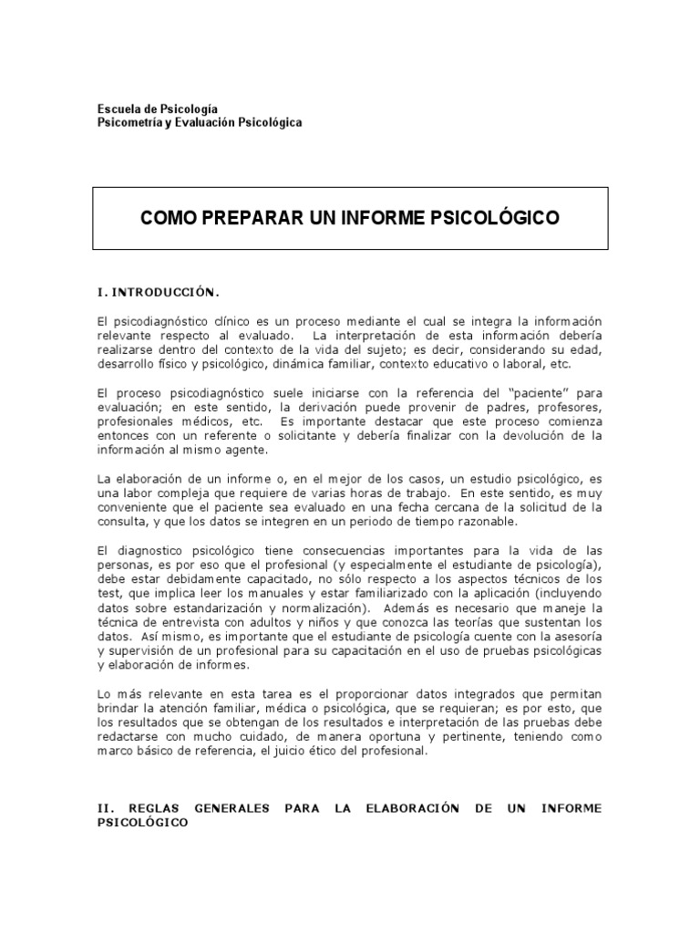Como Preparar Un Informe Psicologico 1 | PDF Como Preparar Un Informe Psicologico 1 | PDF