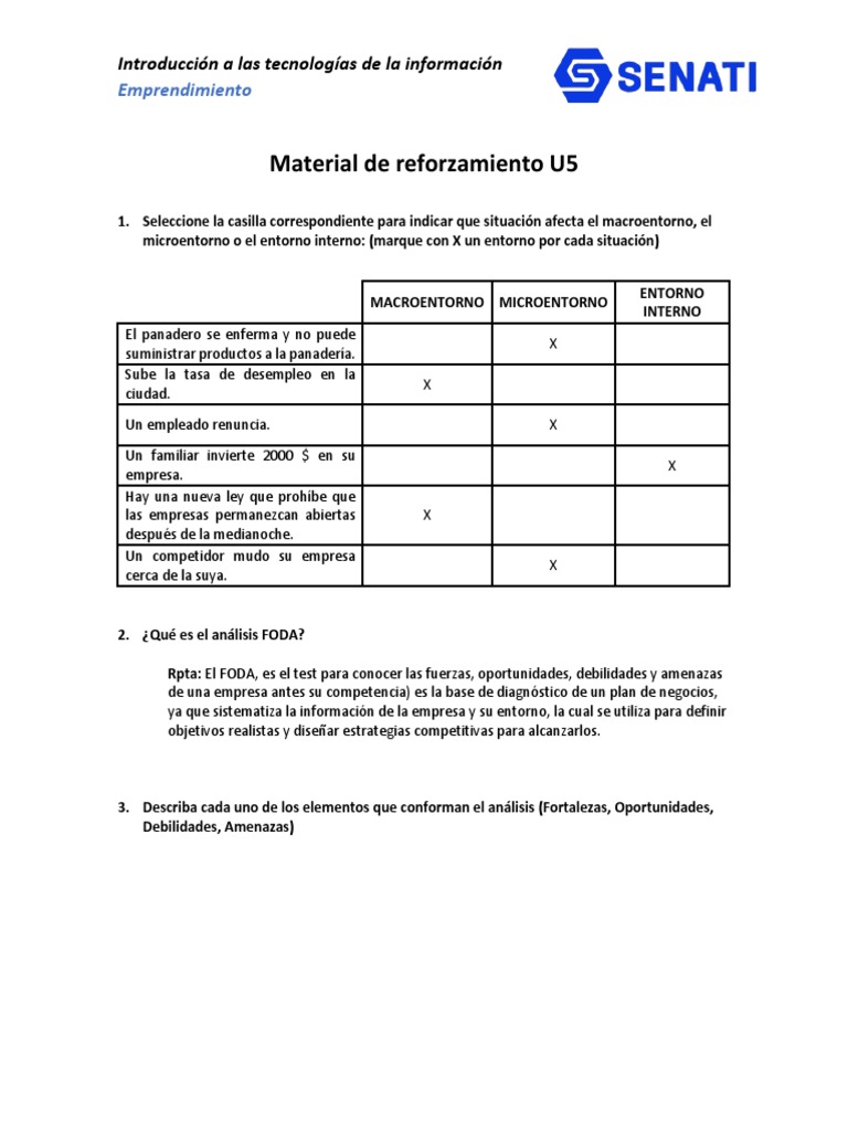 Material de Reforzamiento U5 | PDF